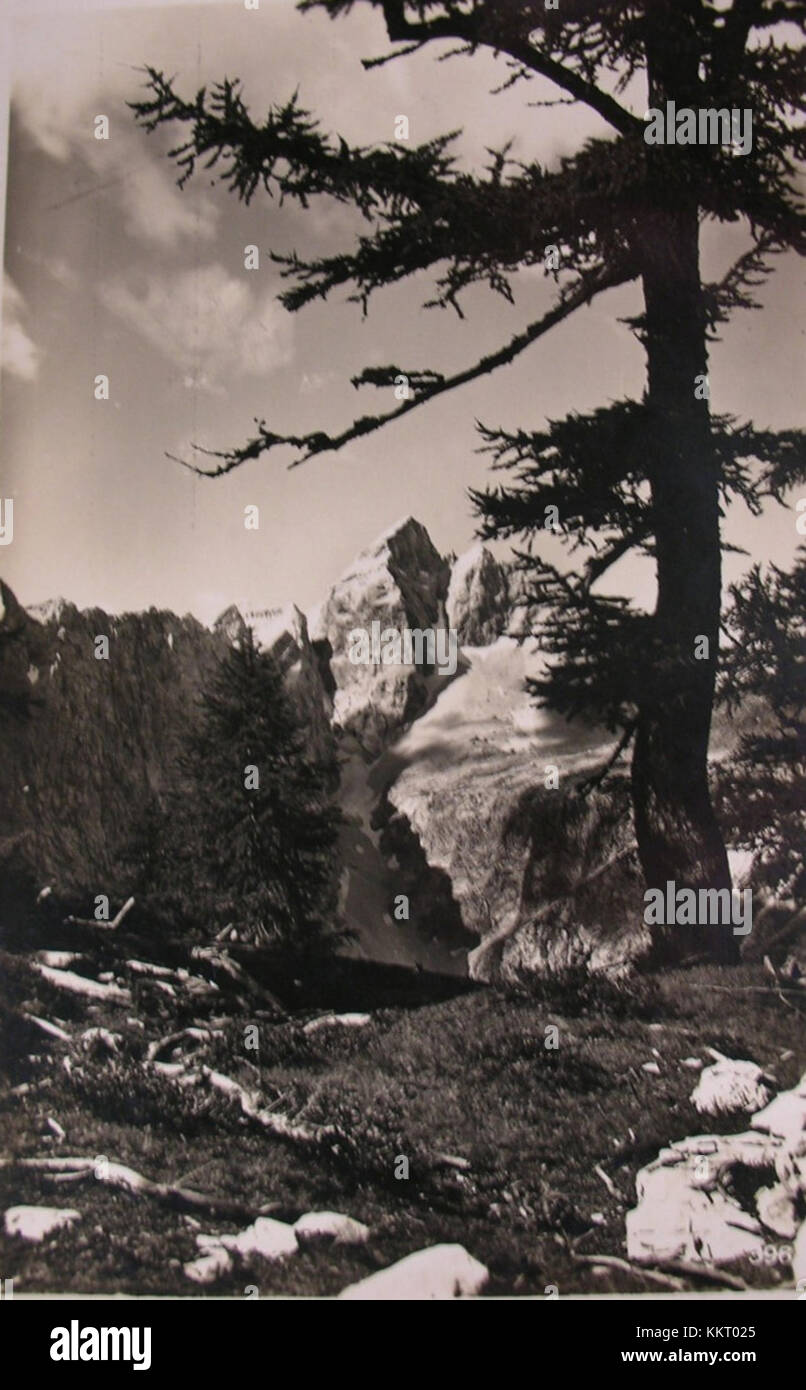 A vintage postcard from 1950 showcasing Jalovec, a prominent mountain ...