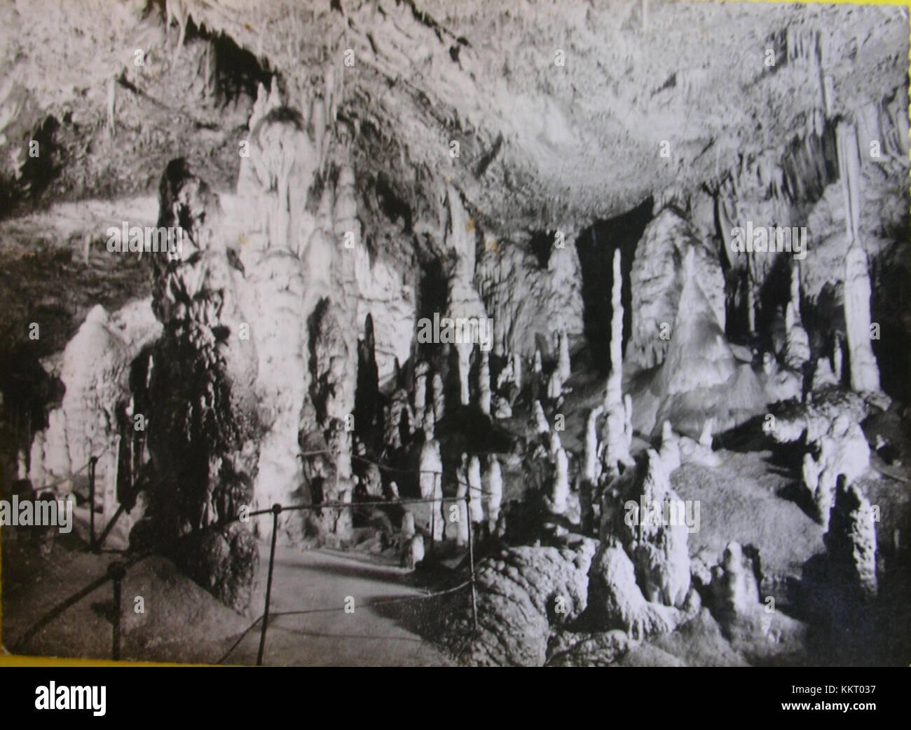 This postcard from 1961 features a scenic view of Postojna Cave in ...
