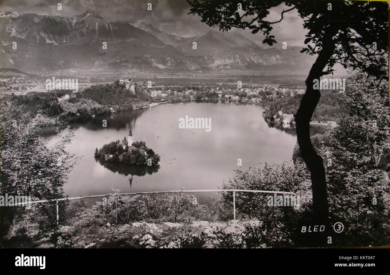 A postcard from Bled, Slovenia, from 1960, showing the scenic beauty of ...