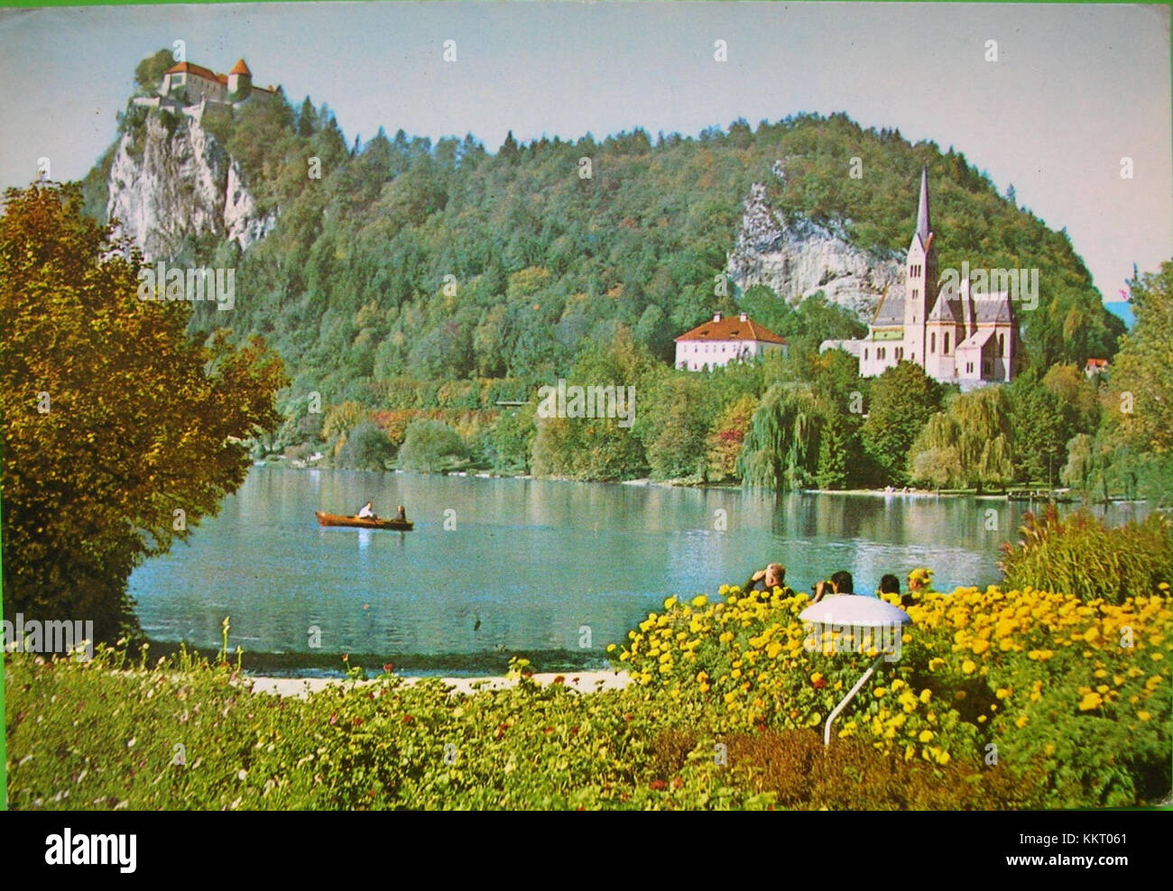 This 1969 postcard depicts the scenic views of Bled, Slovenia, known ...