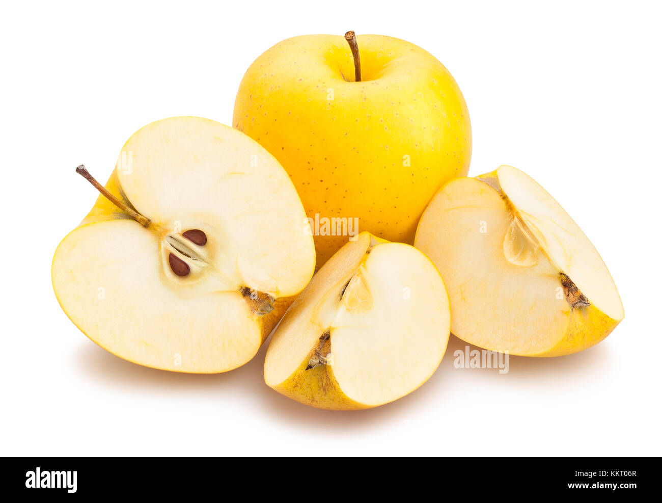 sliced yellow apples path isolated Stock Photo - Alamy