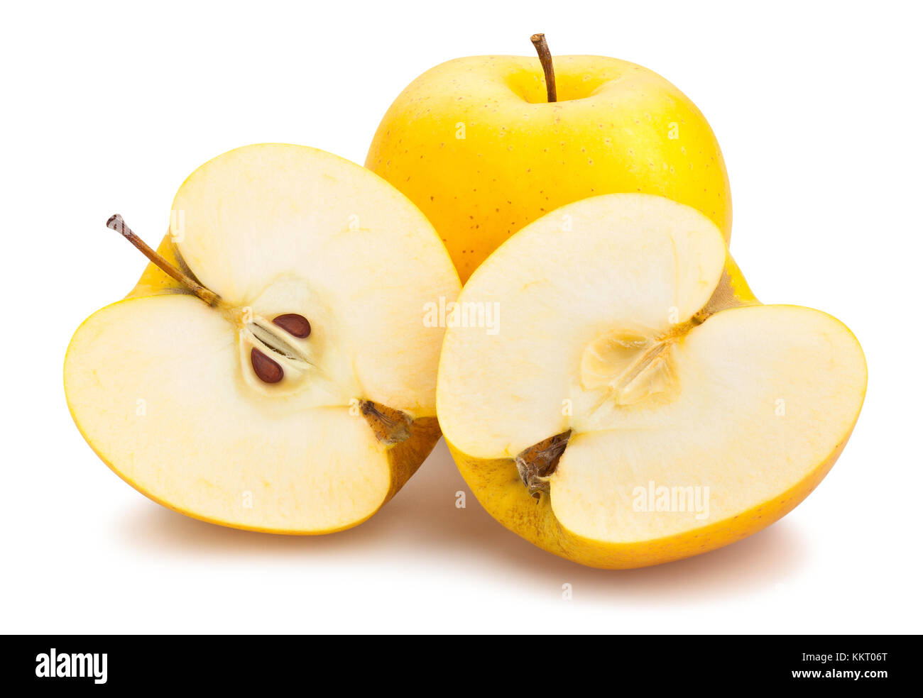 sliced yellow apples path isolated Stock Photo - Alamy