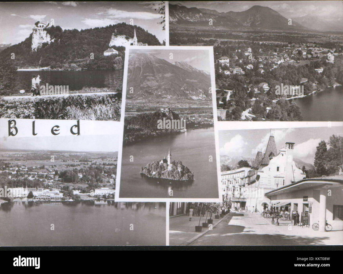 The postcard of Bled from 1965 captures a scenic view of Bled, Slovenia ...