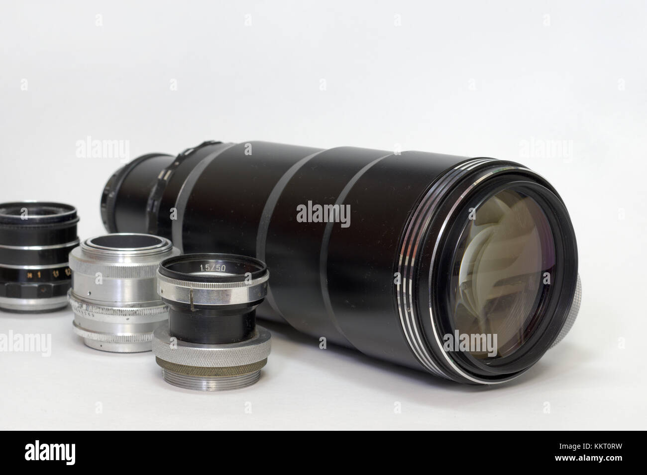 humble set different types of vintage lenses, nicely laid out for close ...