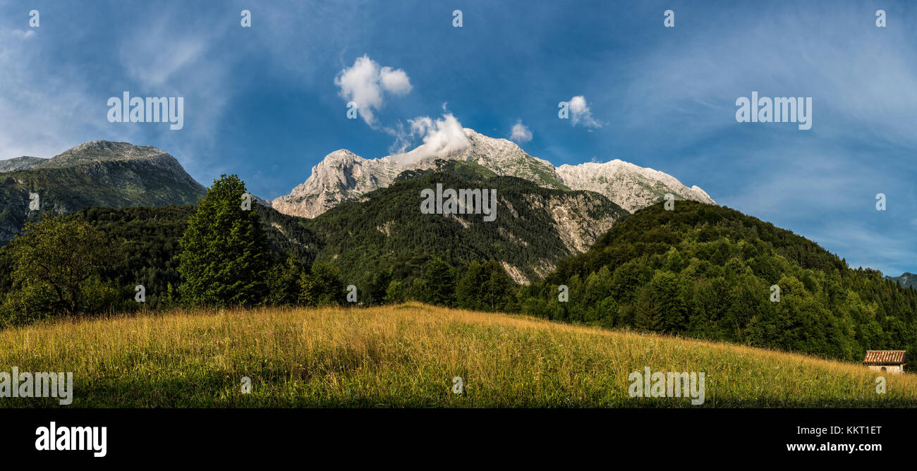 Large panorama view of the Kanin Mountains massif, seen from Resia ...
