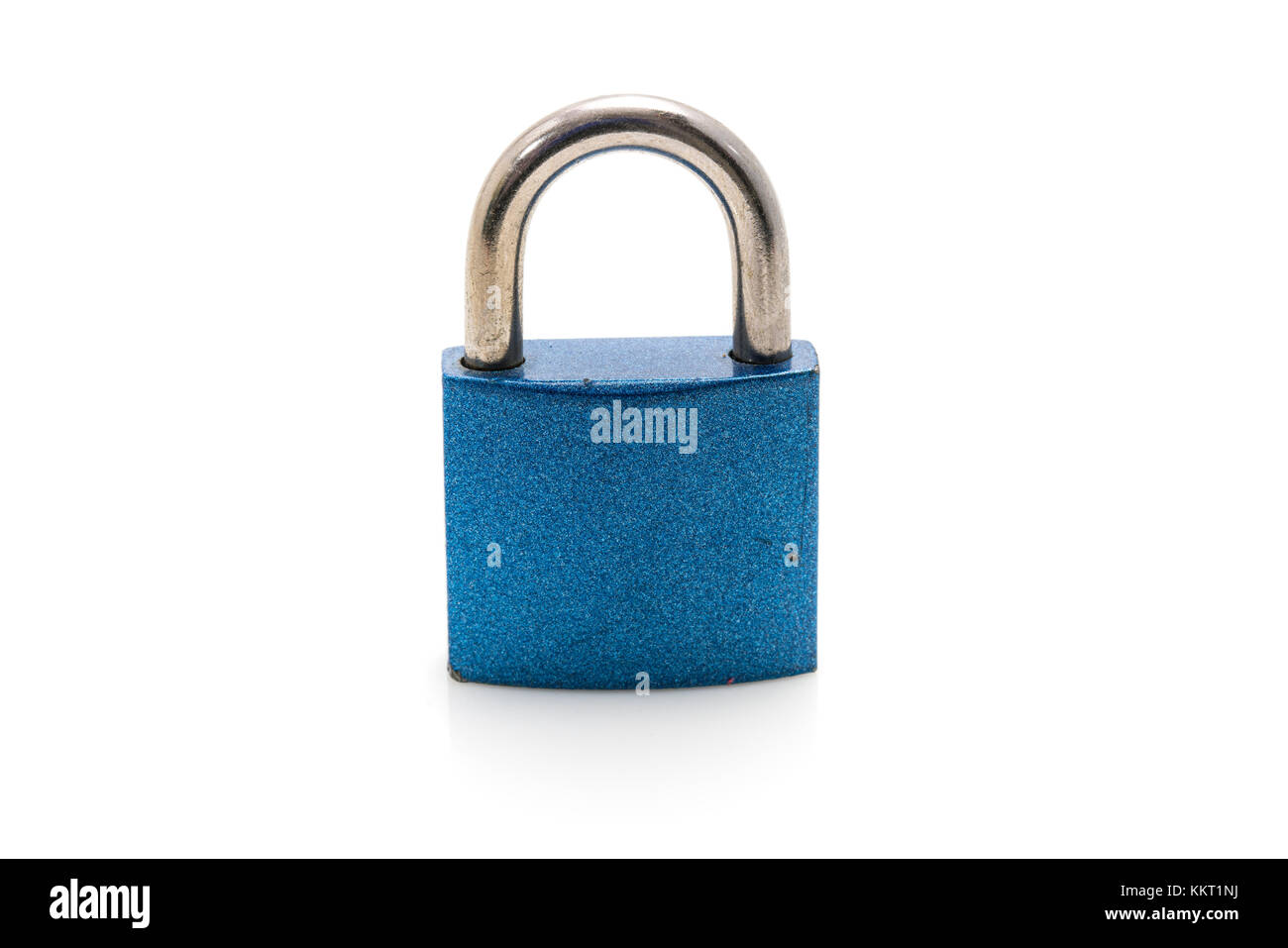 Small Blue Metal Lock, used and weathered, Studio Shot on White ...