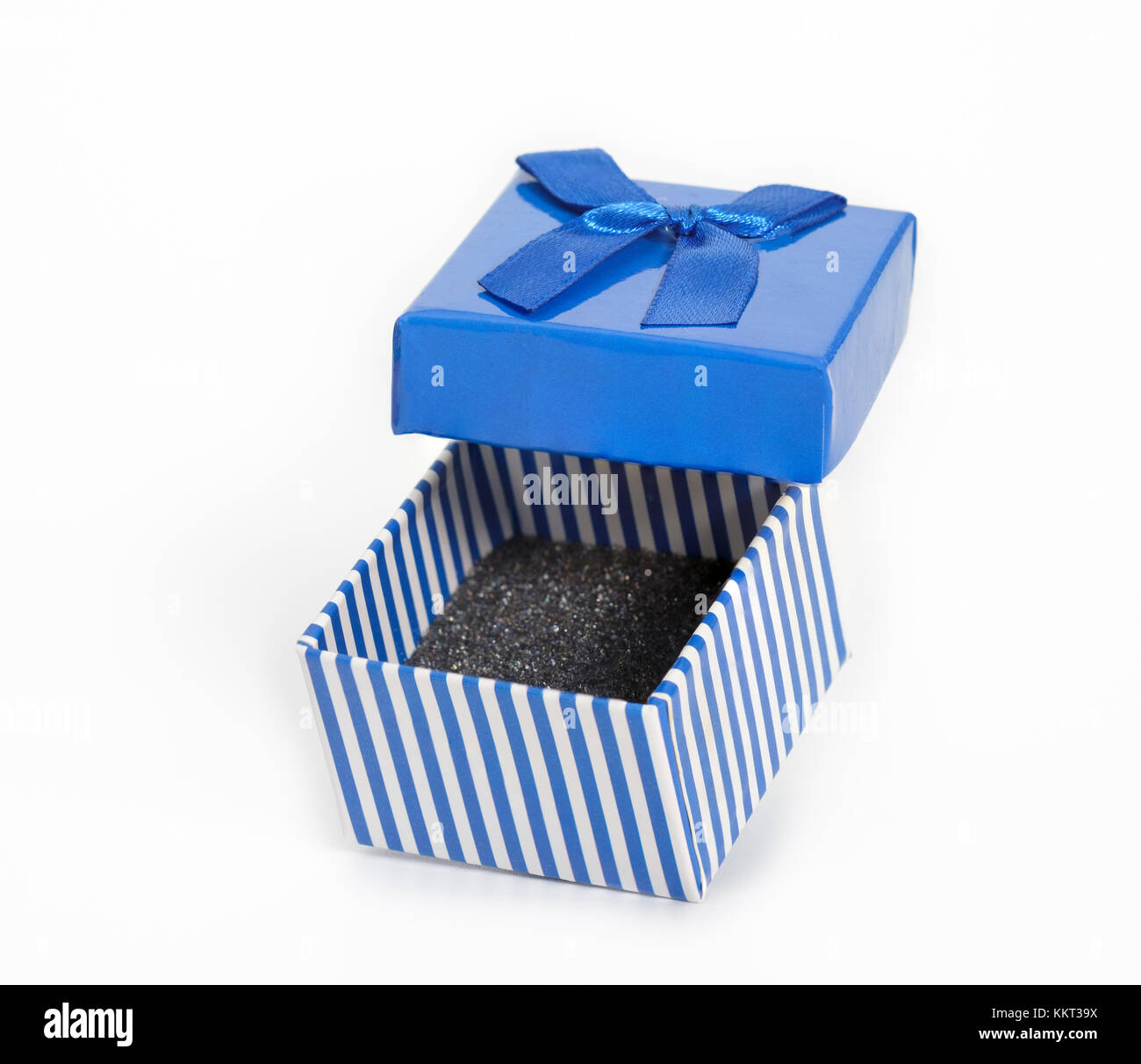 Open Blue gift box with white bow isolated on white background Stock ...