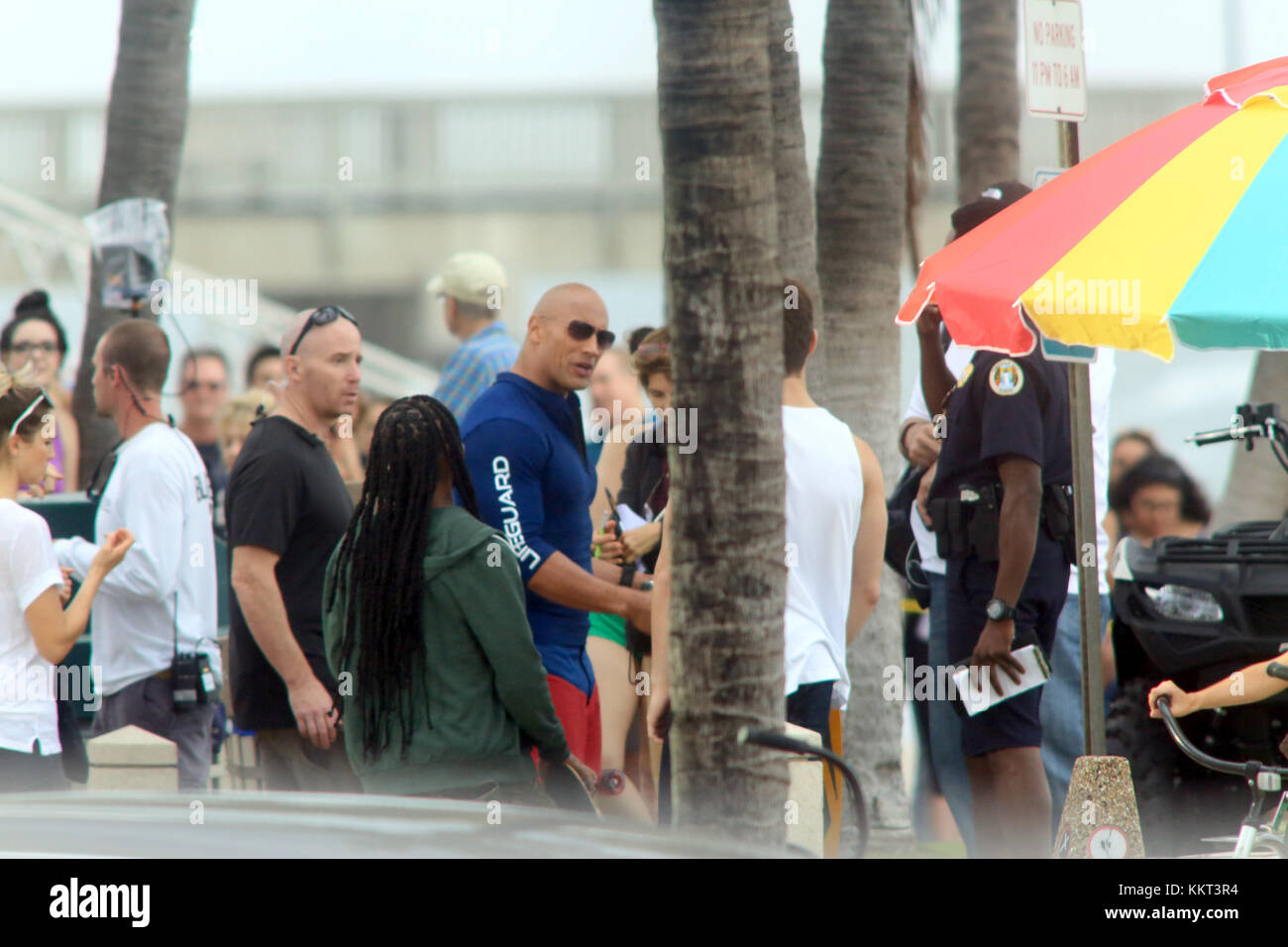 BOCA RATON, FL - FEBRUARY 24: Actor Dwayne Johnson on the beach filming ...