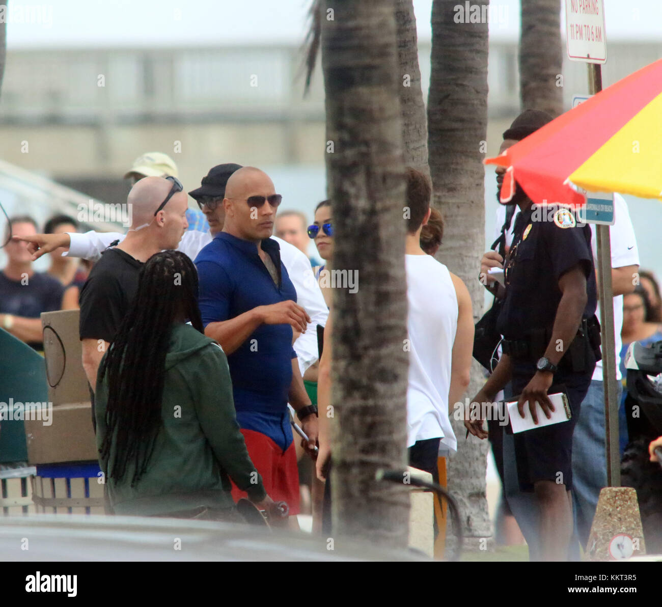 BOCA RATON, FL - FEBRUARY 24: Actor Dwayne Johnson on the beach filming ...