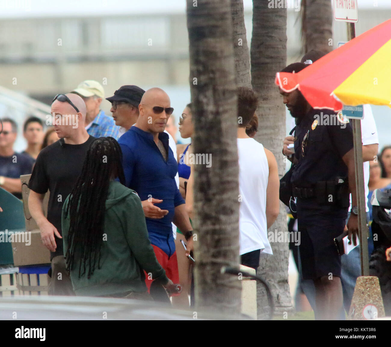BOCA RATON, FL - FEBRUARY 24: Actor Dwayne Johnson on the beach filming ...