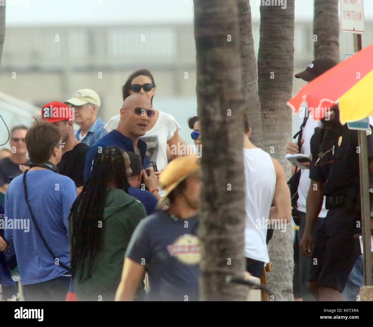 BOCA RATON, FL - FEBRUARY 24: Actor Dwayne Johnson on the beach filming ...