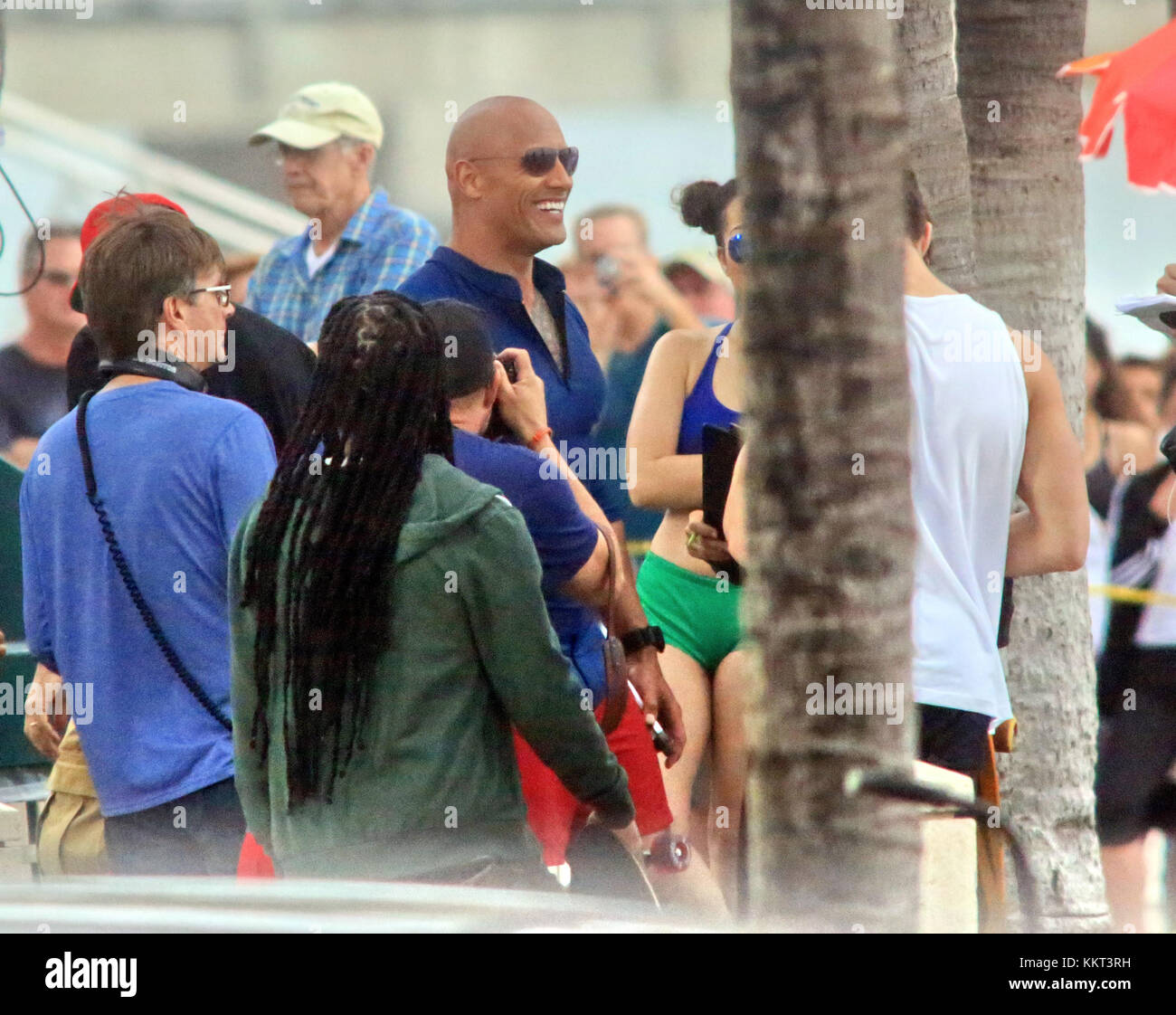 BOCA RATON, FL - FEBRUARY 24: Actor Dwayne Johnson on the beach filming ...