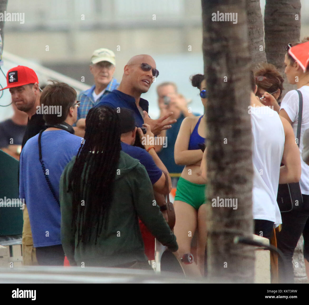 BOCA RATON, FL - FEBRUARY 24: Actor Dwayne Johnson on the beach filming ...