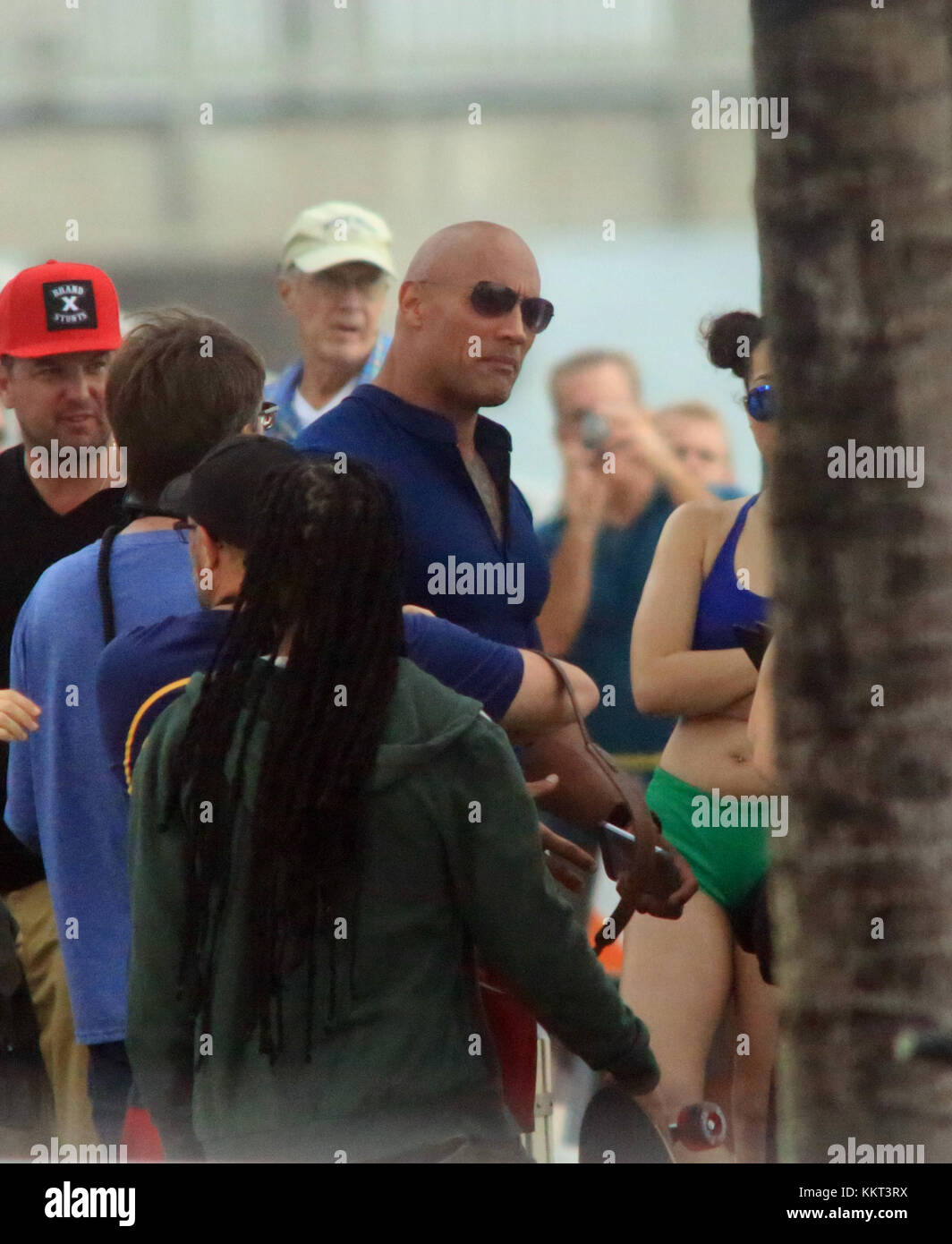 BOCA RATON, FL - FEBRUARY 24: Actor Dwayne Johnson on the beach filming ...