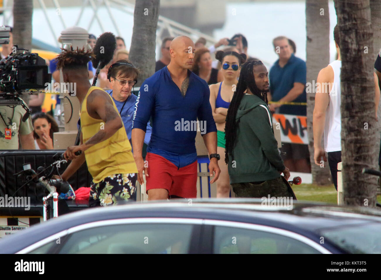 BOCA RATON, FL - FEBRUARY 24: Actor Dwayne Johnson on the beach filming ...