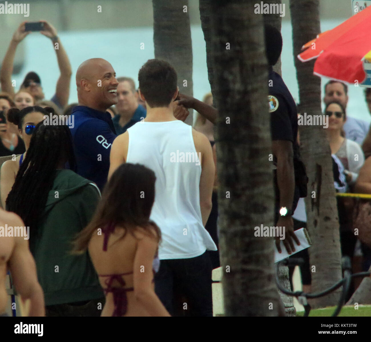 BOCA RATON, FL - FEBRUARY 24: Actor Dwayne Johnson on the beach filming ...