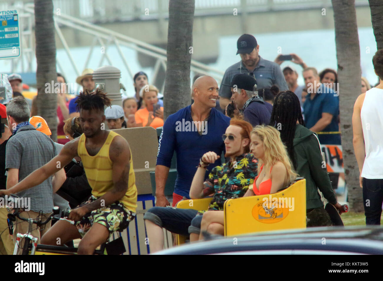 BOCA RATON, FL - FEBRUARY 24: Actor Dwayne Johnson on the beach filming ...