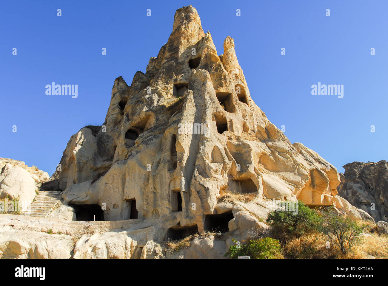 Goreme village, Turkey. Rural Cappadocia landscape. Stone houses in ...