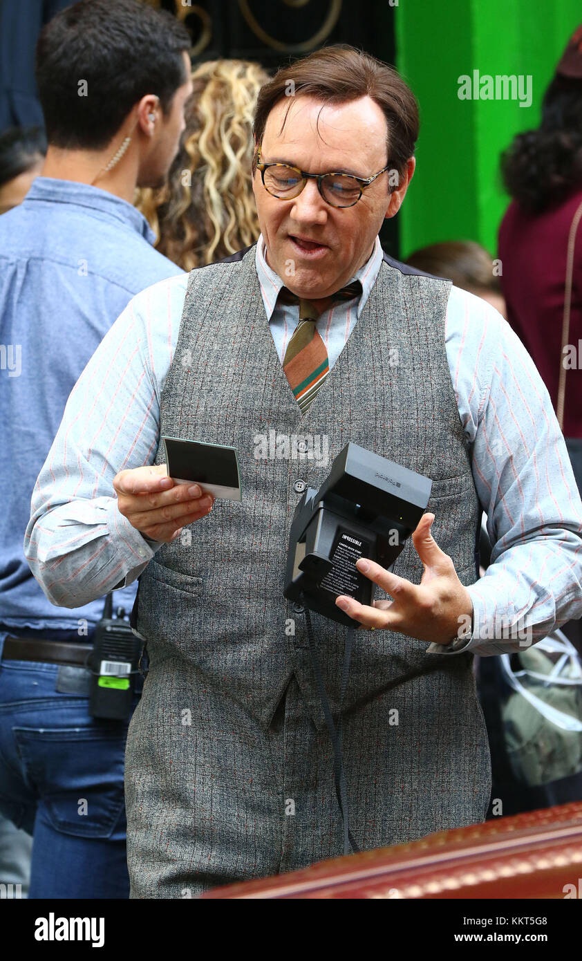 NEW YORK, NY - MAY 11: Nicholas Hoult and Kevin Spacey are seen filming ...