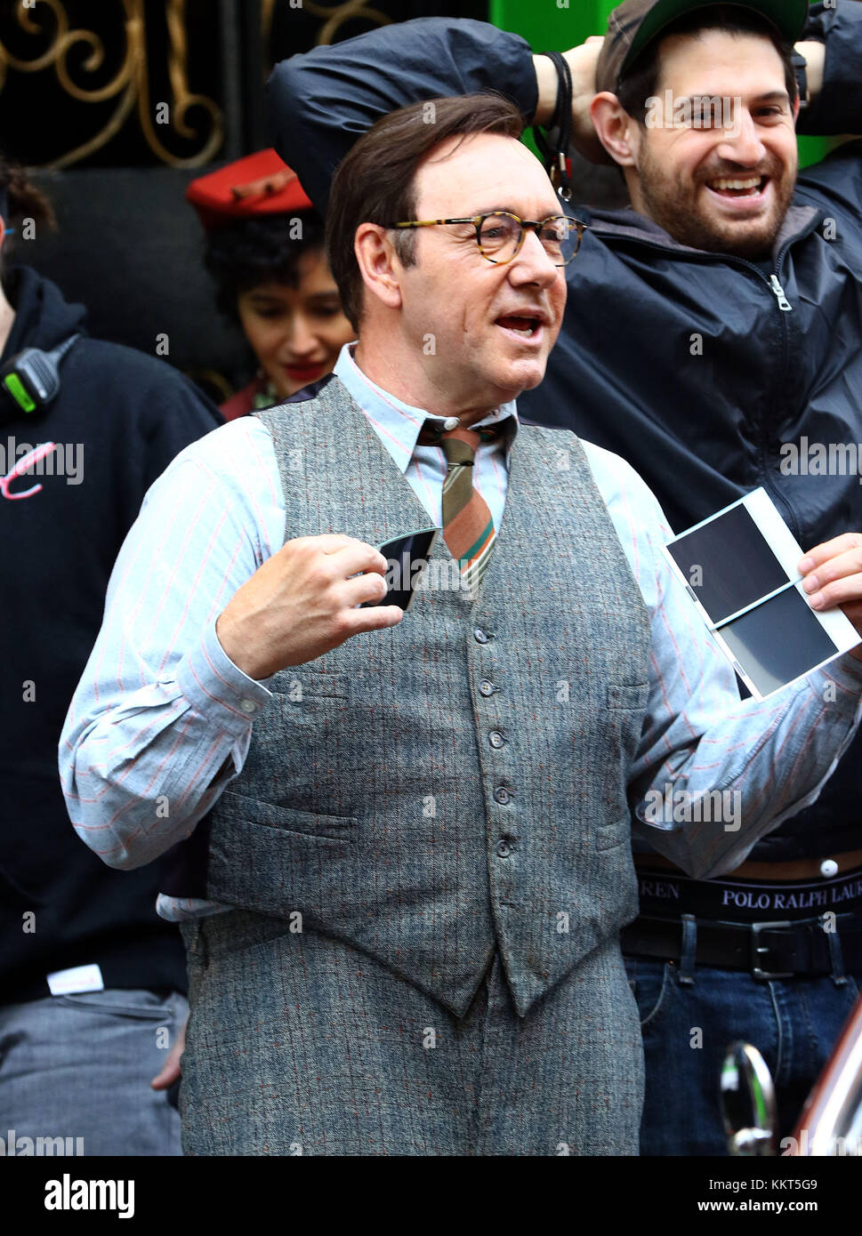NEW YORK, NY - MAY 11: Nicholas Hoult and Kevin Spacey are seen filming ...