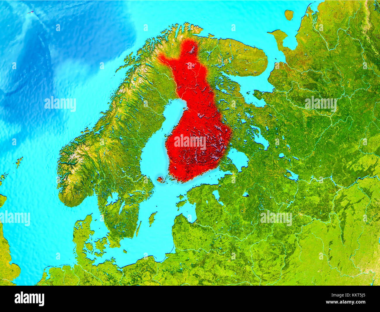 Map finland highlighted in red hi-res stock photography and images - Alamy