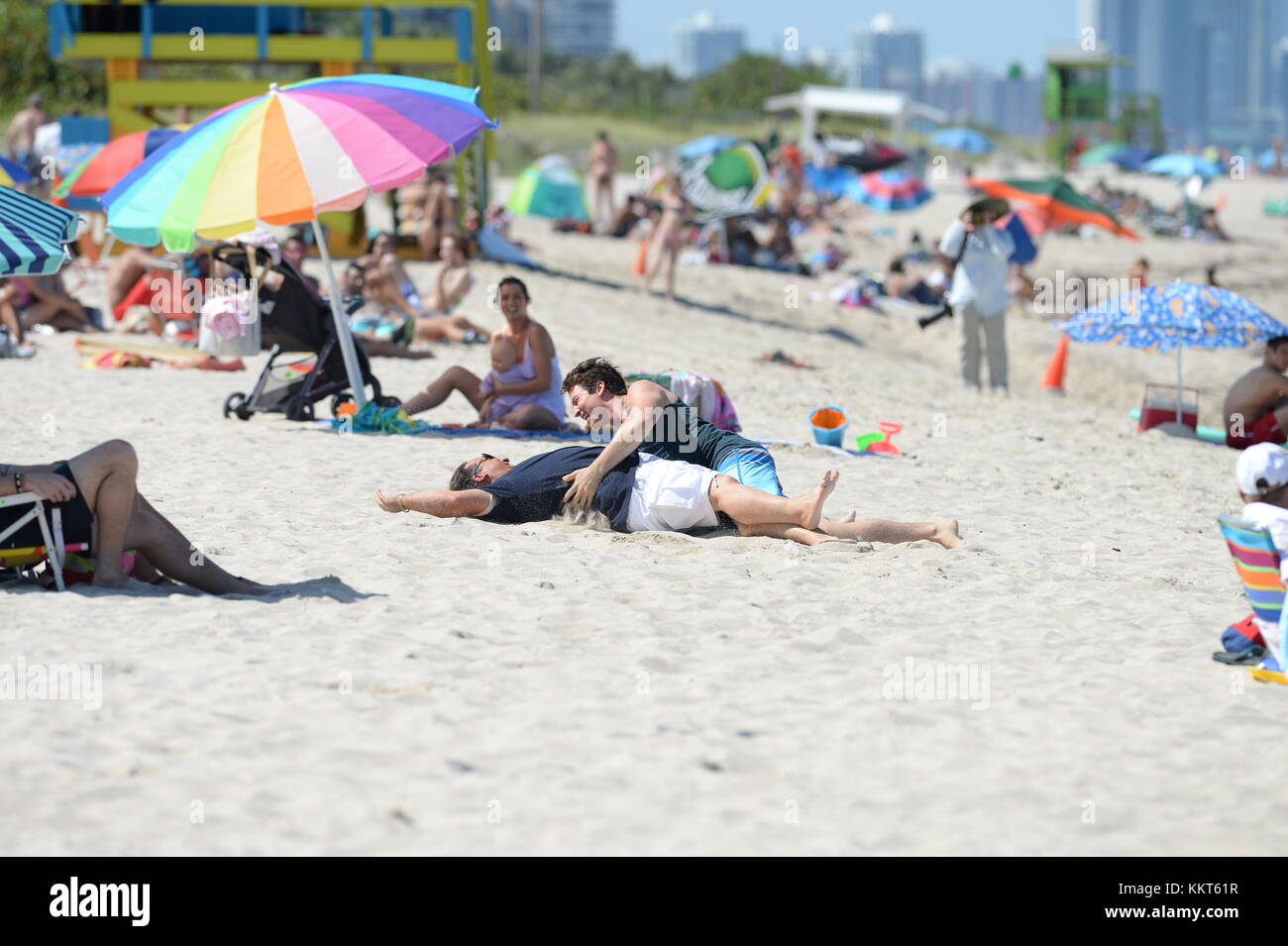 MIAMI BEACH, FL - MAY 08: Miami set of Arms and Dudes on May 8, 2015 in ...