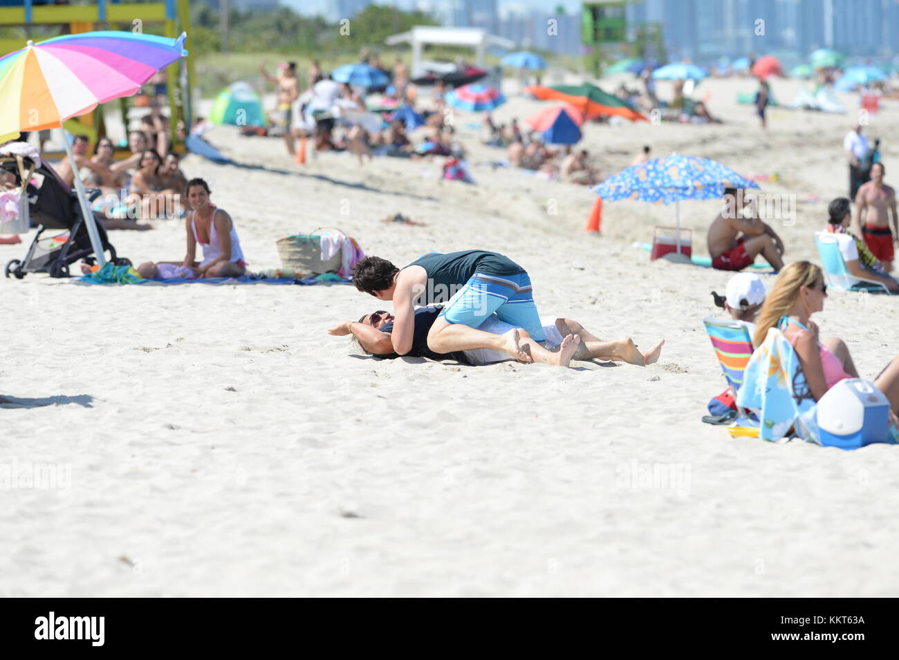 MIAMI BEACH, FL - MAY 08: Miami set of Arms and Dudes on May 8, 2015 in ...