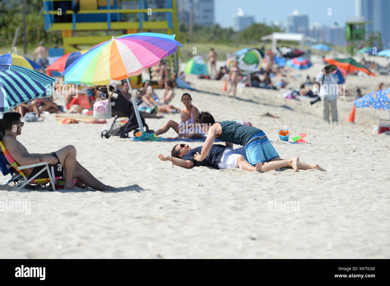 MIAMI BEACH, FL - MAY 08: Miami set of Arms and Dudes on May 8, 2015 in ...