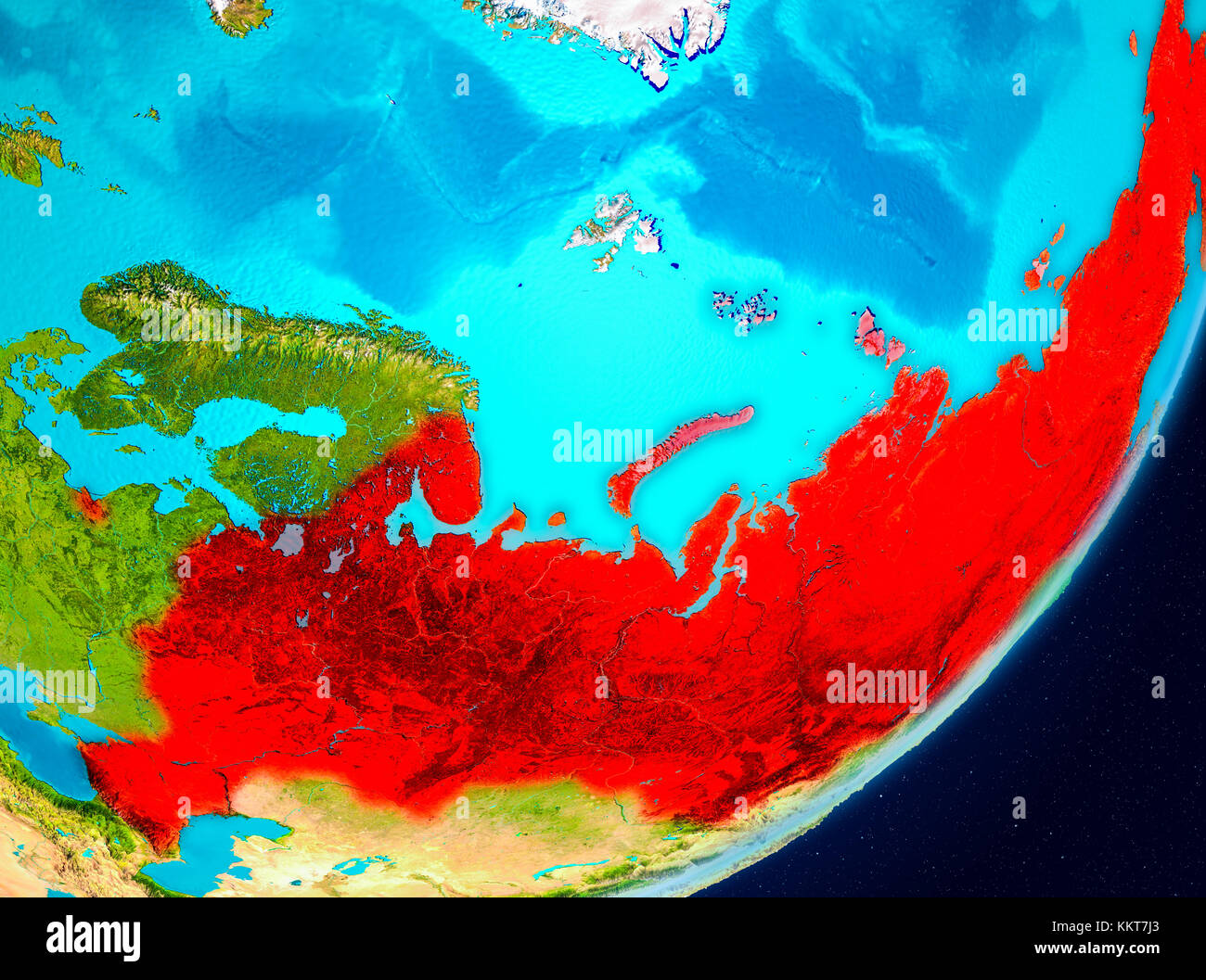 Map of Russia as seen from space on planet Earth. 3D illustration ...