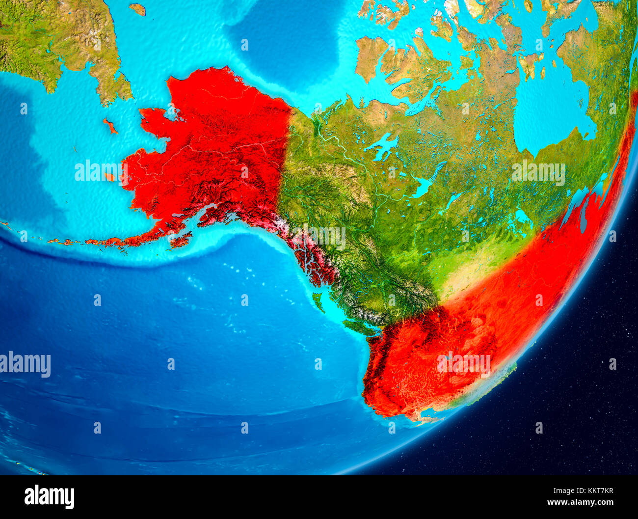Map of USA as seen from space on planet Earth. 3D illustration ...