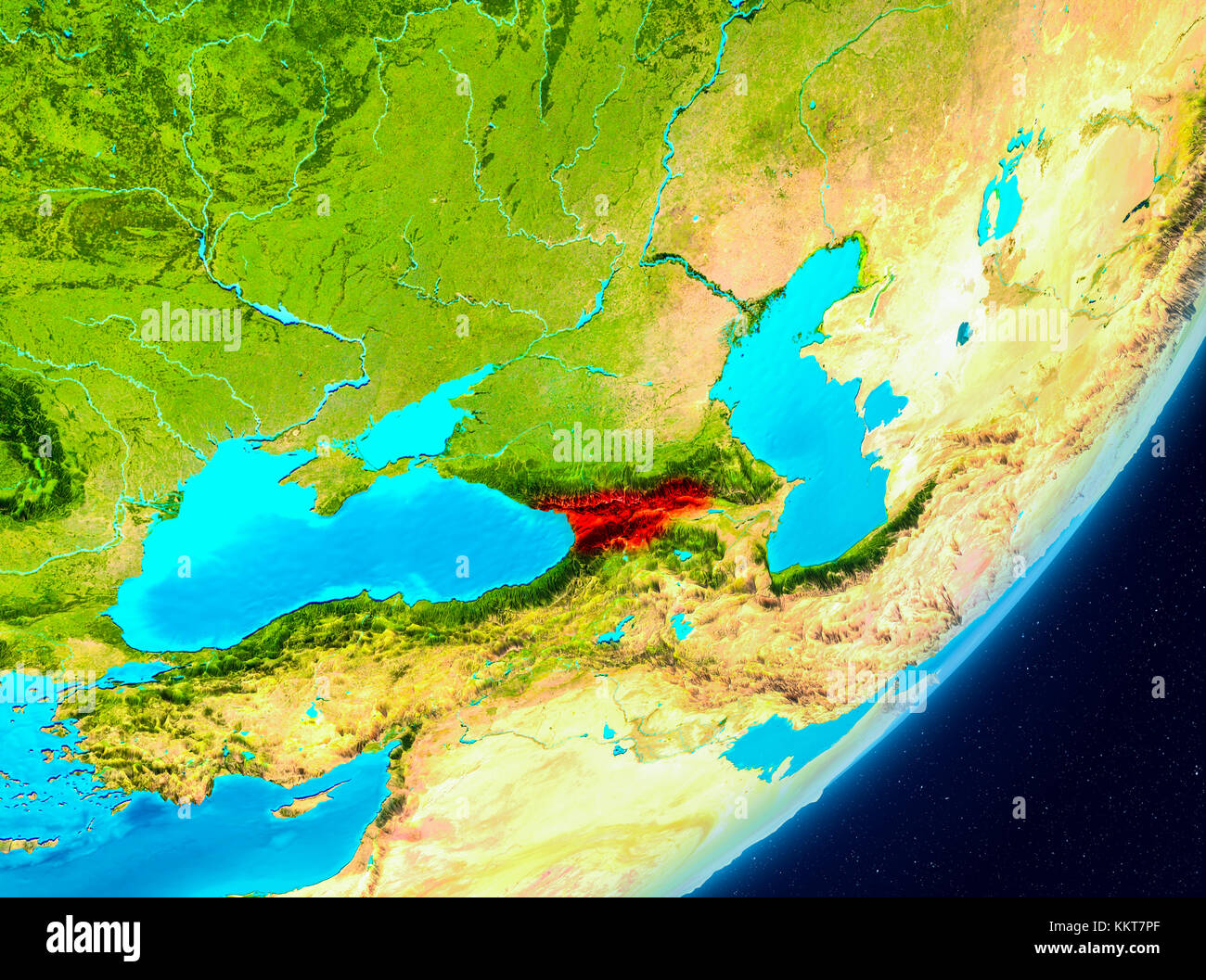 Map of Georgia as seen from space on planet Earth. 3D illustration ...