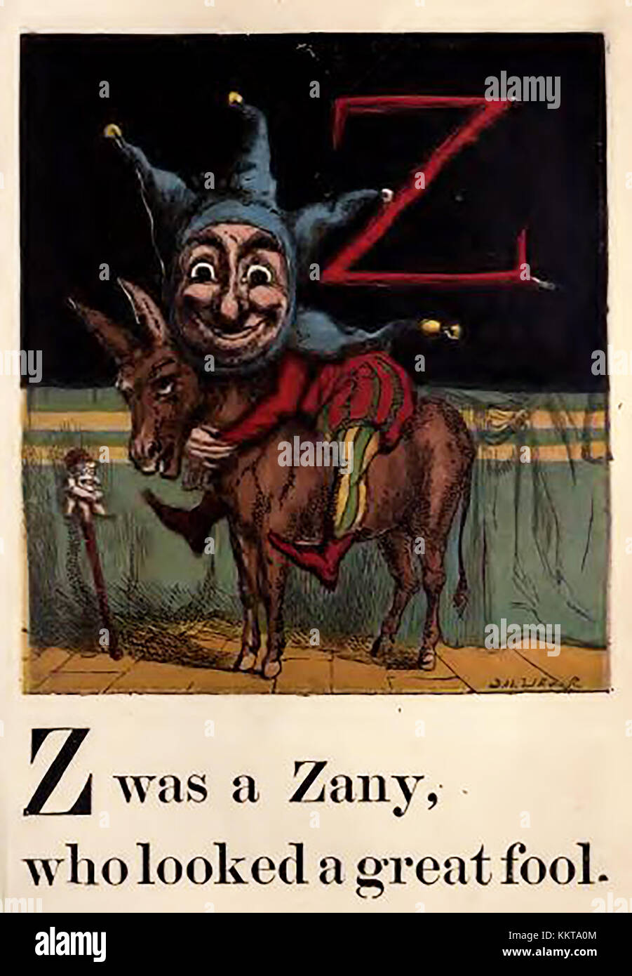 An historic coloured Victorian children's ABC book illustration - Z for ...
