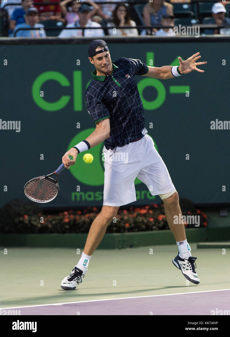 KEY BISCAYNE, FL - MARCH 27: John Isner on day 8 of the Miami Open at ...