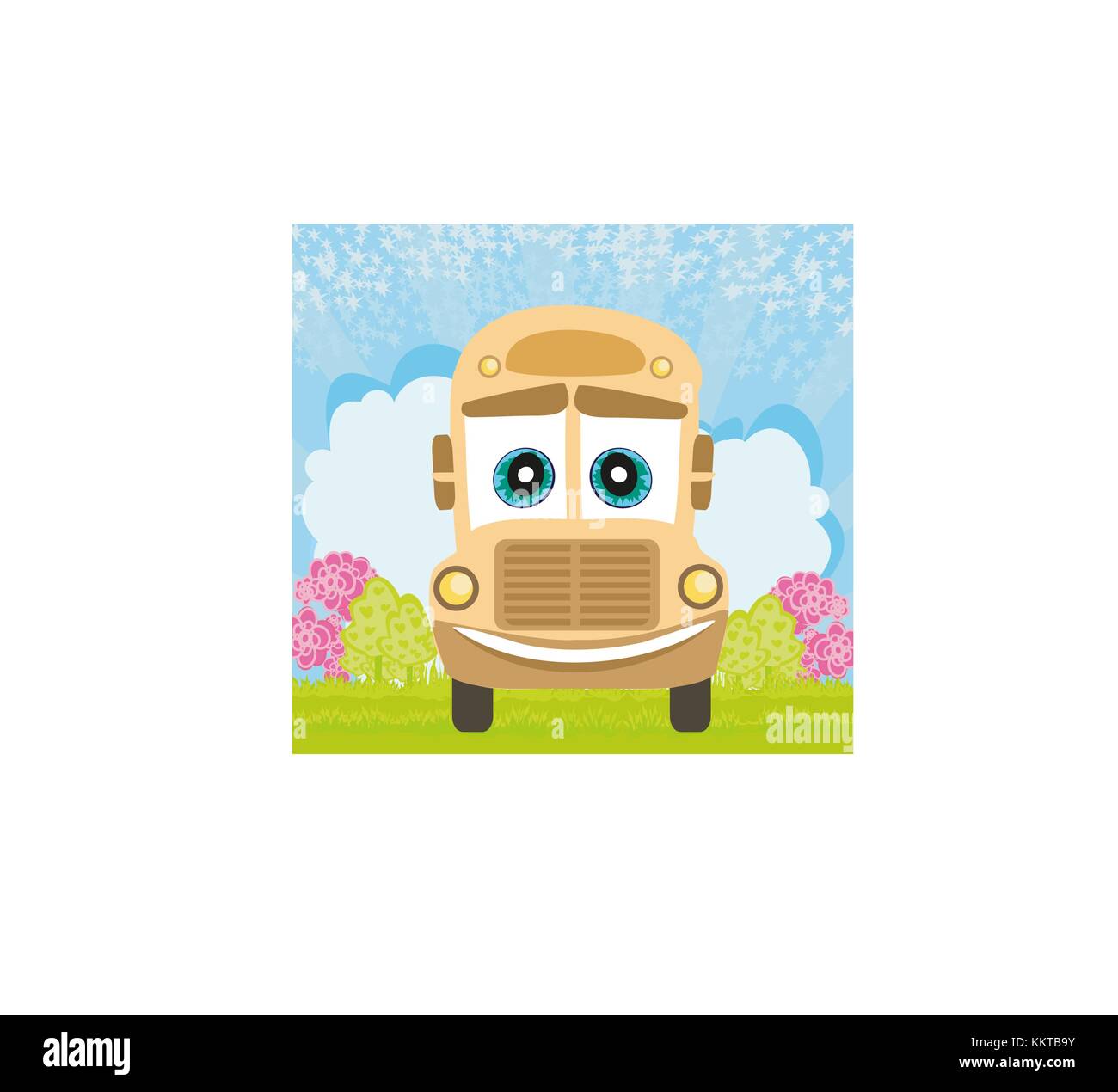 School Bus cartoon character card Stock Vector Image & Art - Alamy