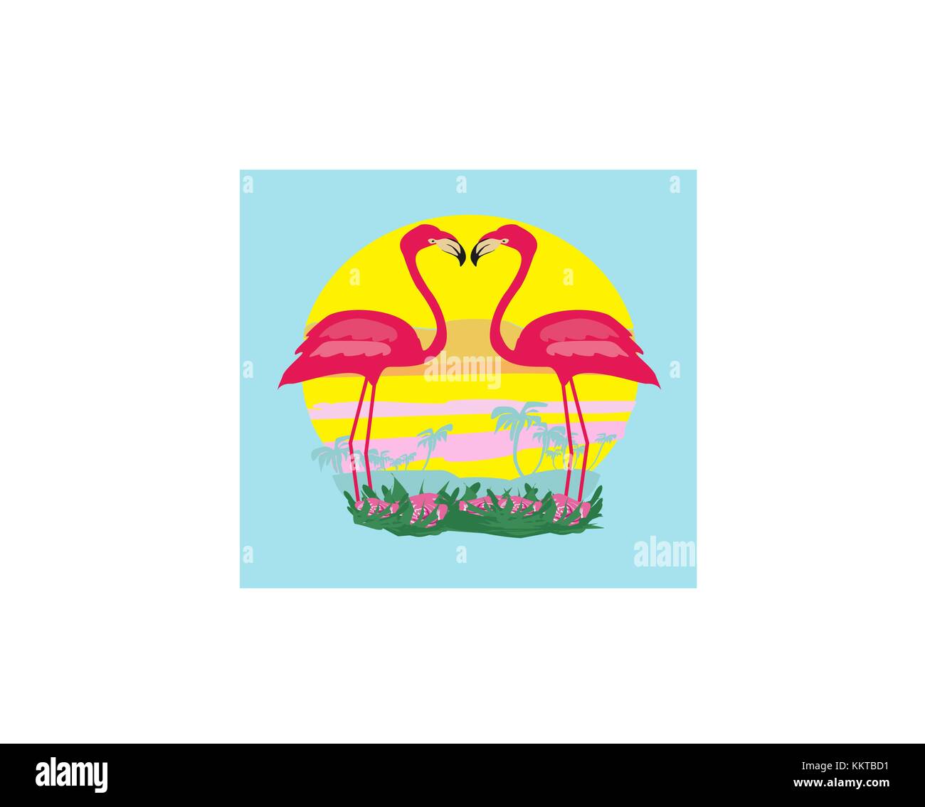 sunset and pink flamingos Stock Vector Image & Art - Alamy