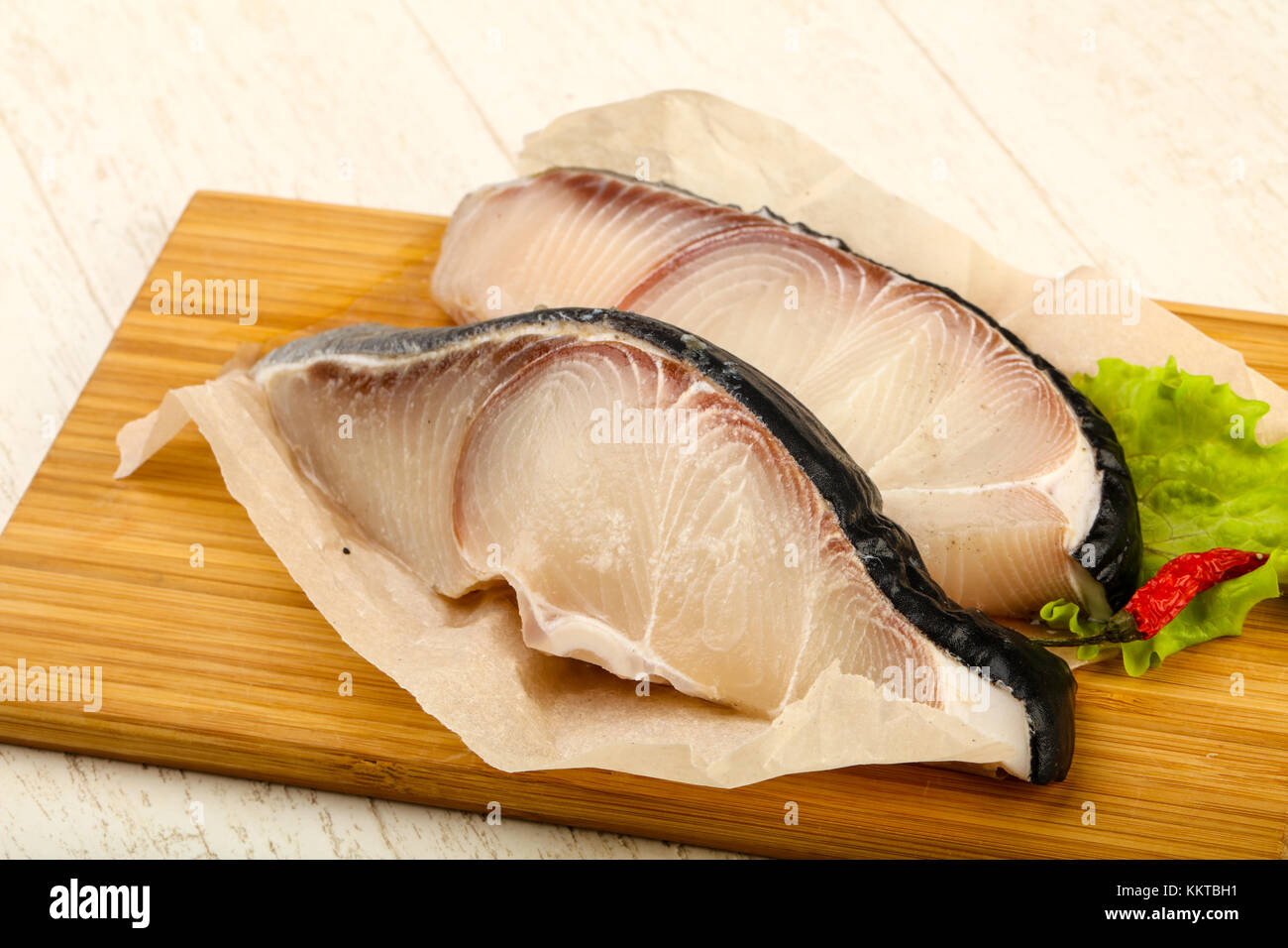 Raw juicy shark steak ready for grill Stock Photo - Alamy