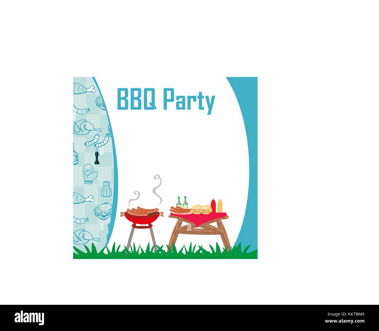 Tasty meat grill barbecue party invitation card Cut Out Stock Images ...