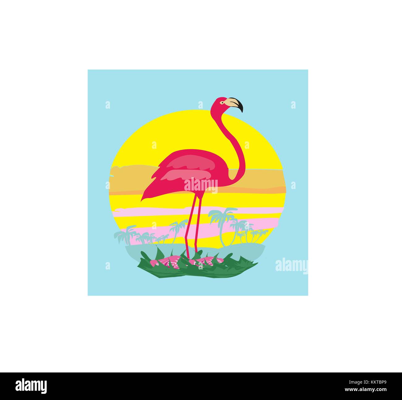 Pink flamingo blue water Stock Vector Images - Alamy