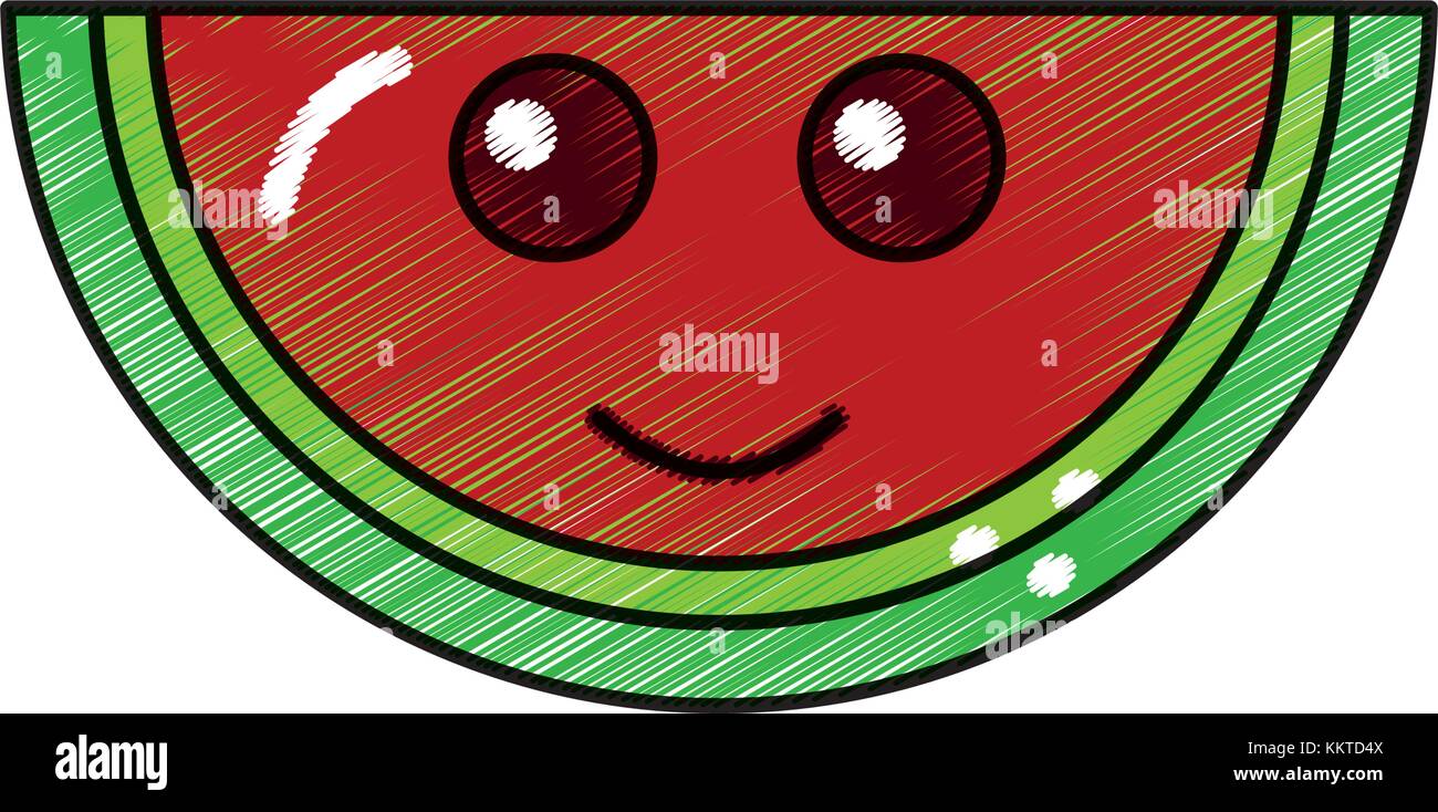kawaii watermelon fruit character cute funny Stock Vector Image & Art ...