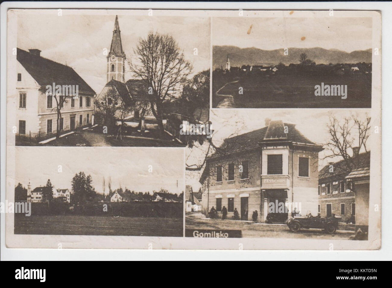 This vintage postcard depicts Gomilsko, a village in Slovakia, in 1941 ...