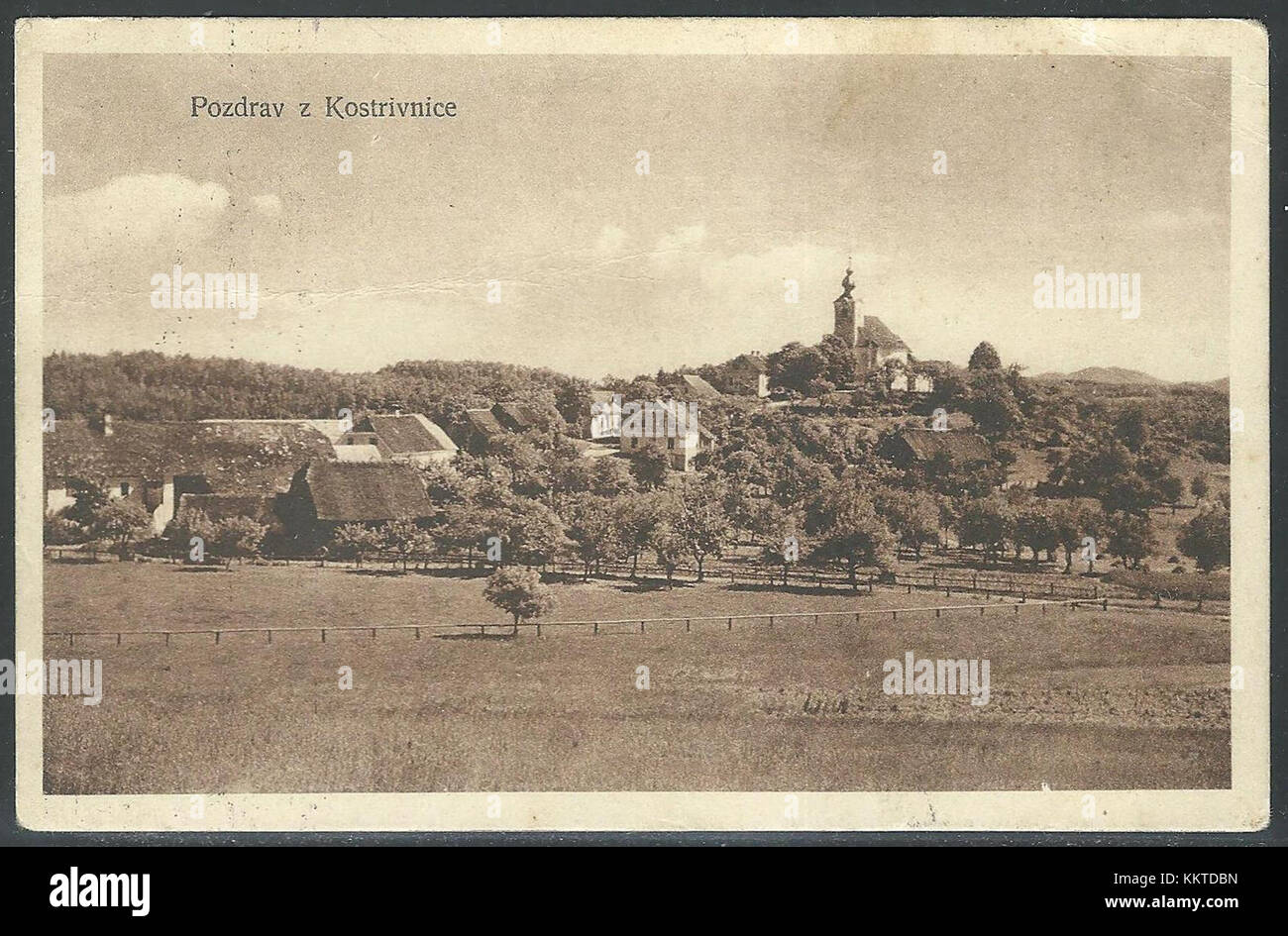 A postcard from 1926 showing Kostrivnica, a village in Croatia. The ...