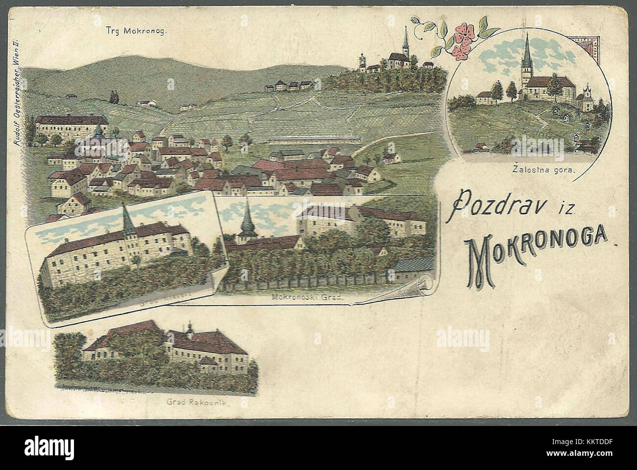 This vintage postcard from Mokronog, Slovenia, circa 1900, offers a ...