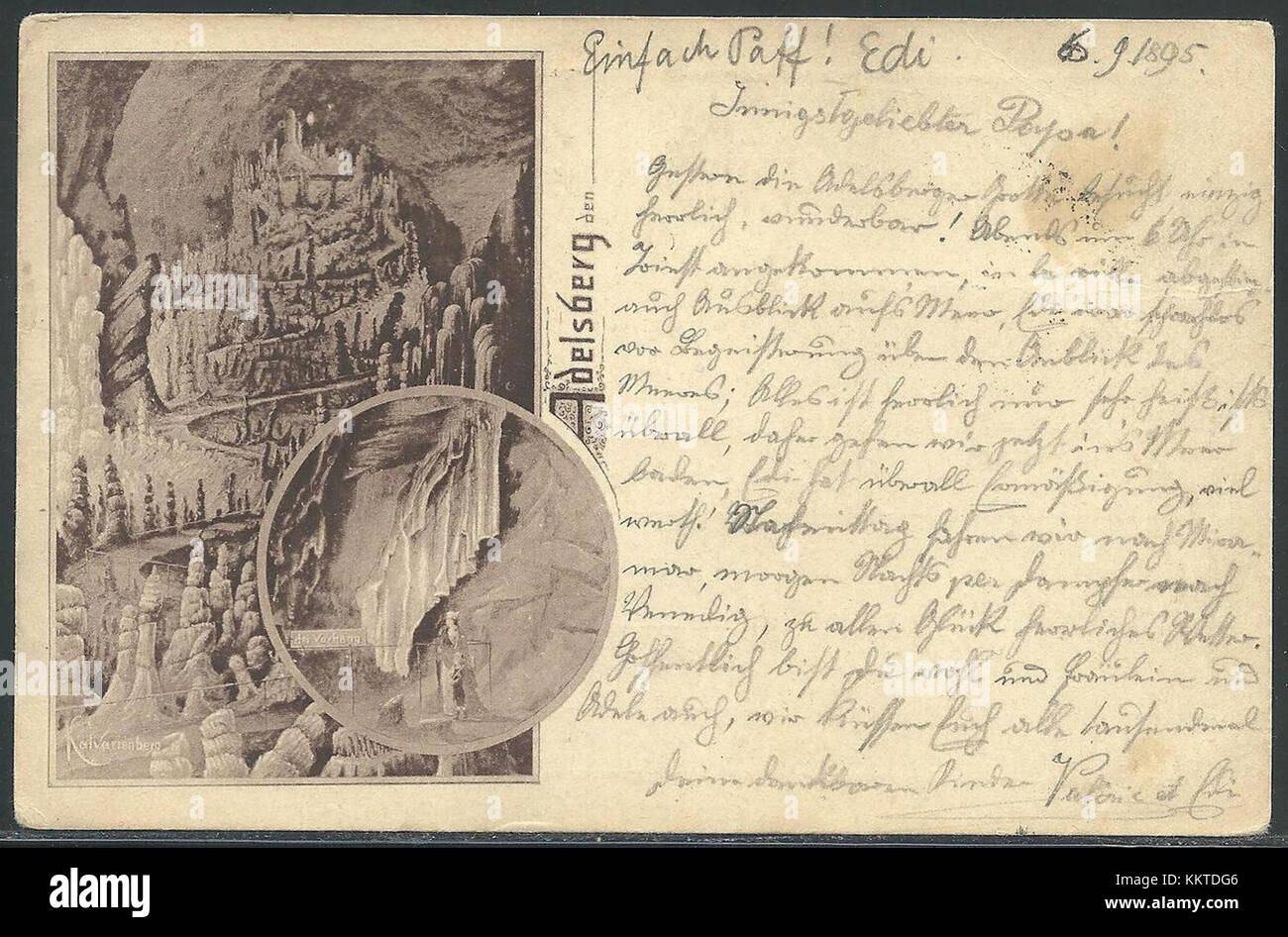 Vintage postcard depicting the Postojna Cave in Slovenia, a famous ...