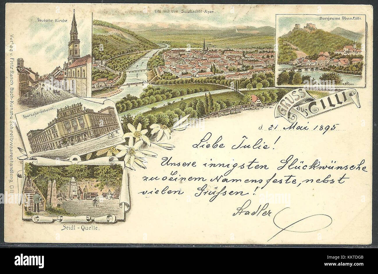 Postcard of Celje 1895 Stock Photo - Alamy