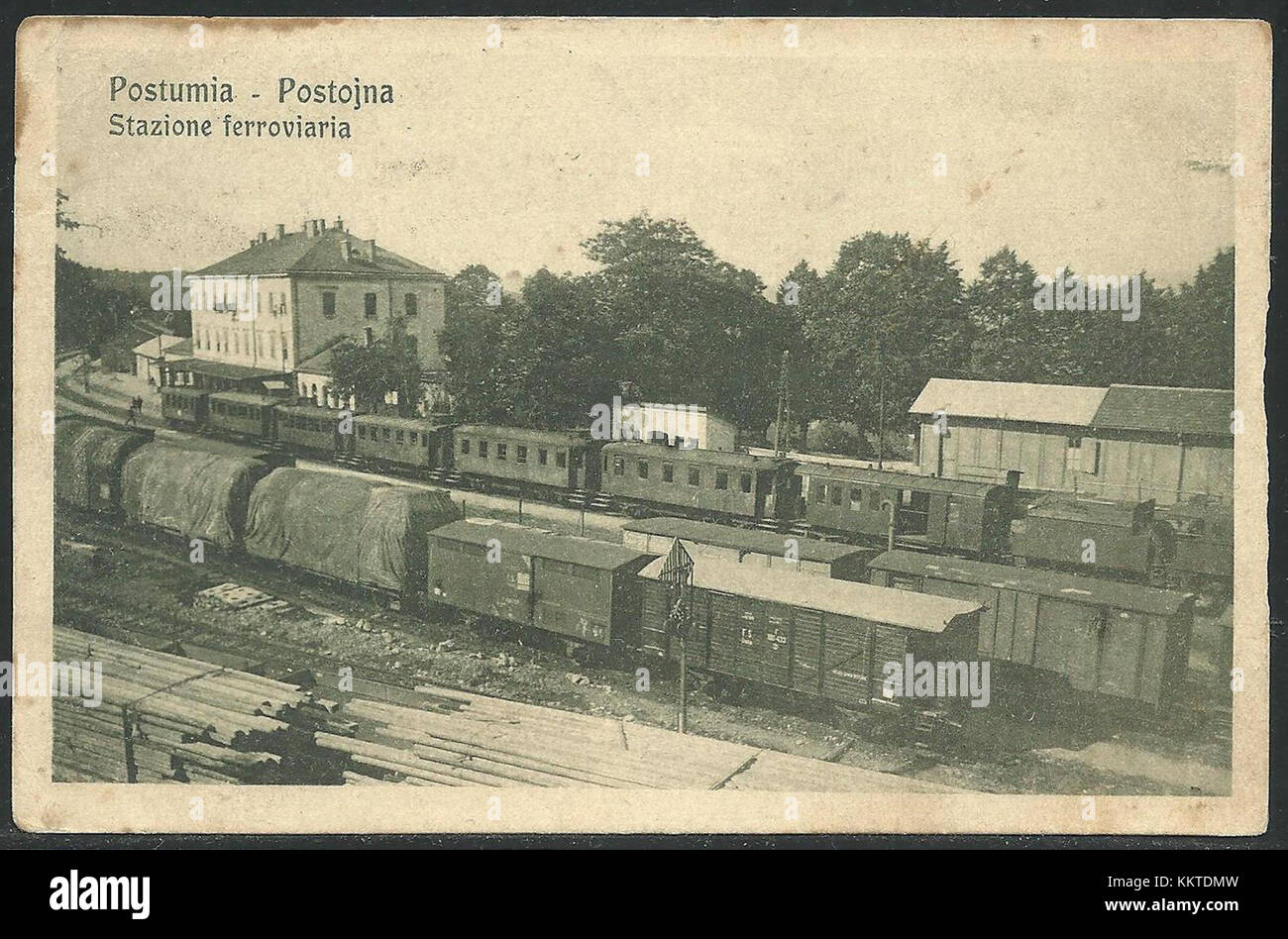 This 1925 postcard of Postojna, Slovenia, showcases the scenic and ...