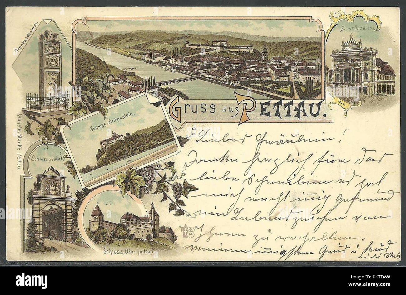 Postcard depicting Ptuj, Slovenia, in 1898, capturing the town's ...