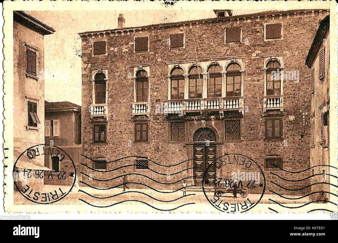 This vintage postcard from 1926 depicts a scenic view of Koper ...