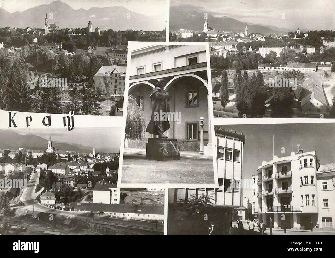 A vintage postcard of Kranj, Slovenia, from 1963, showing the city's ...