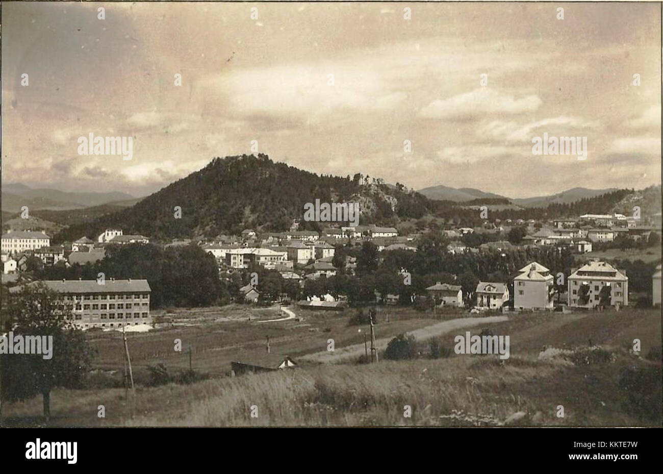This 1953 postcard depicts Postojna, a town in Slovenia famous for its ...