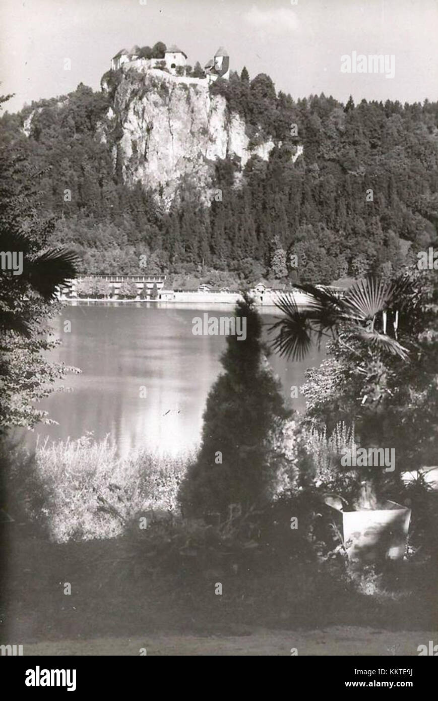 This 1958 postcard of Bled, Slovenia, captures the scenic beauty of the ...